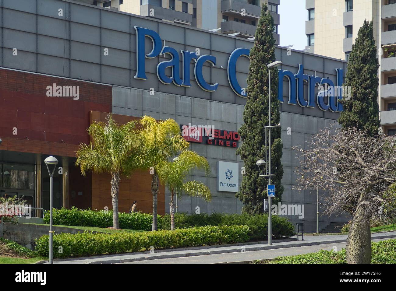 Tarragona, Spain - April 4, 2024: Image of the facade of Parc Central in Tarragona, showing its ...