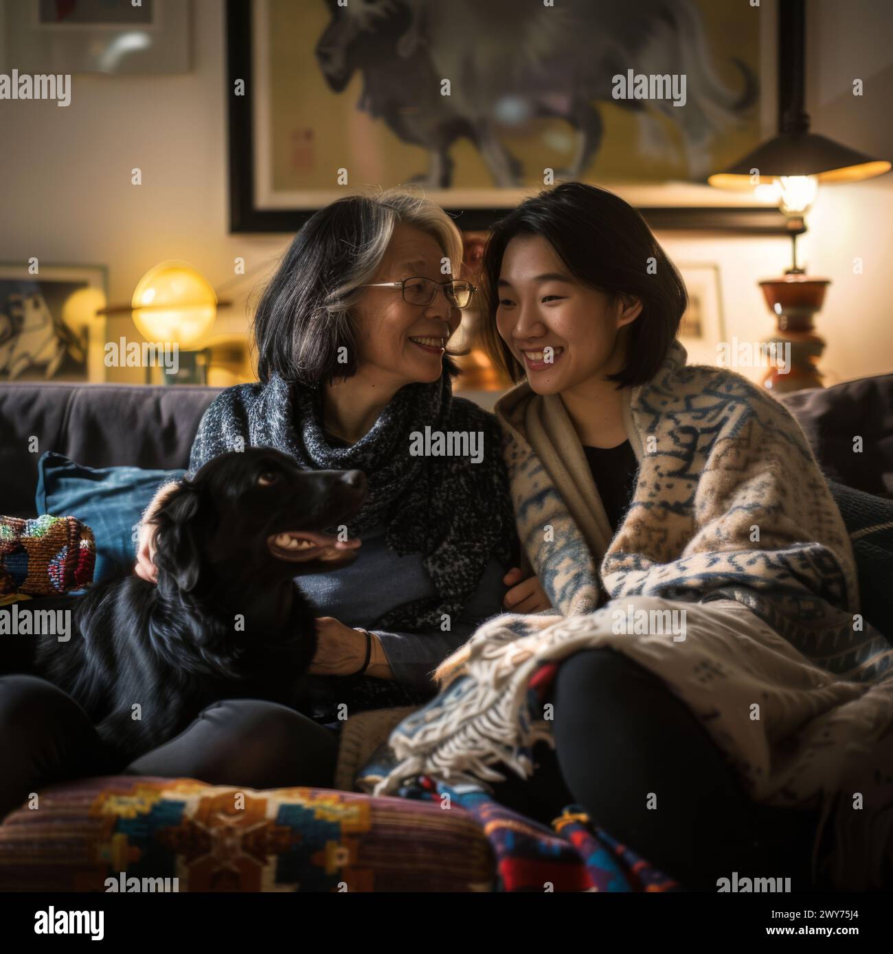 Women chilling on couch hi-res stock photography and images - Alamy
