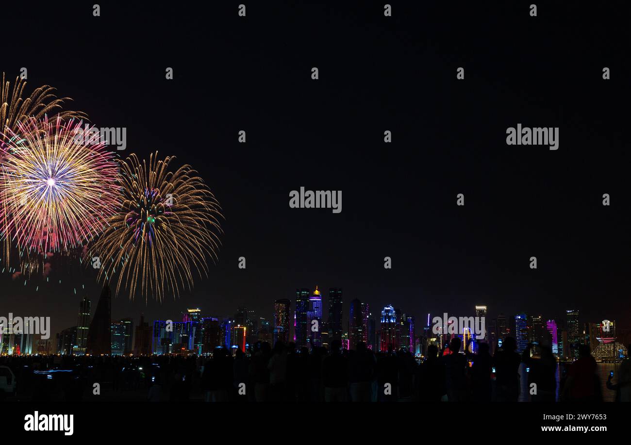Beautiful night scene fireworks celebration hi-res stock photography ...