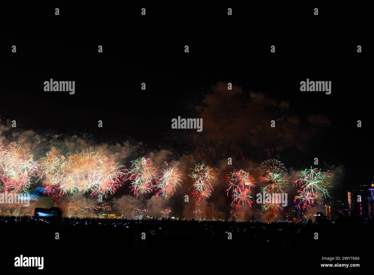 Horizontal firework photo, Qatar national day celebration, December ...