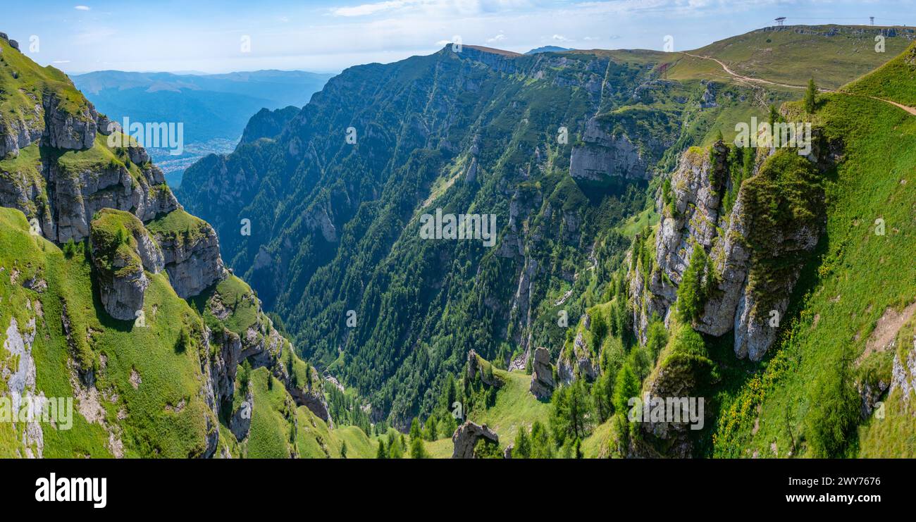 Summer day at Caraiman valley leading to Bucegi mountains near Busteni ...
