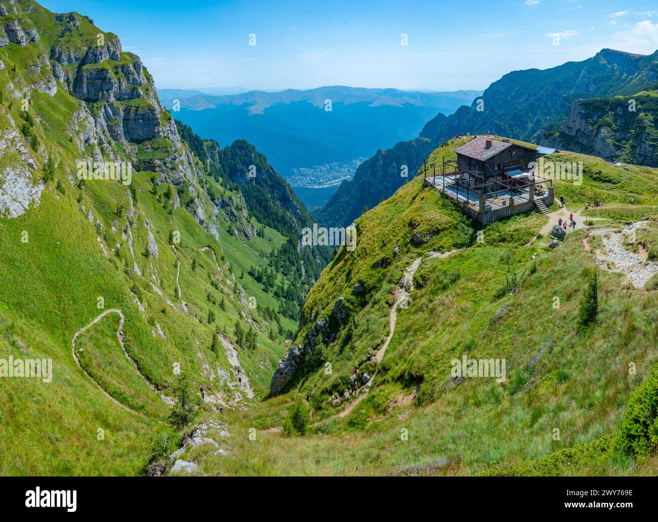 Summer day at Caraiman valley leading to Bucegi mountains near Busteni ...