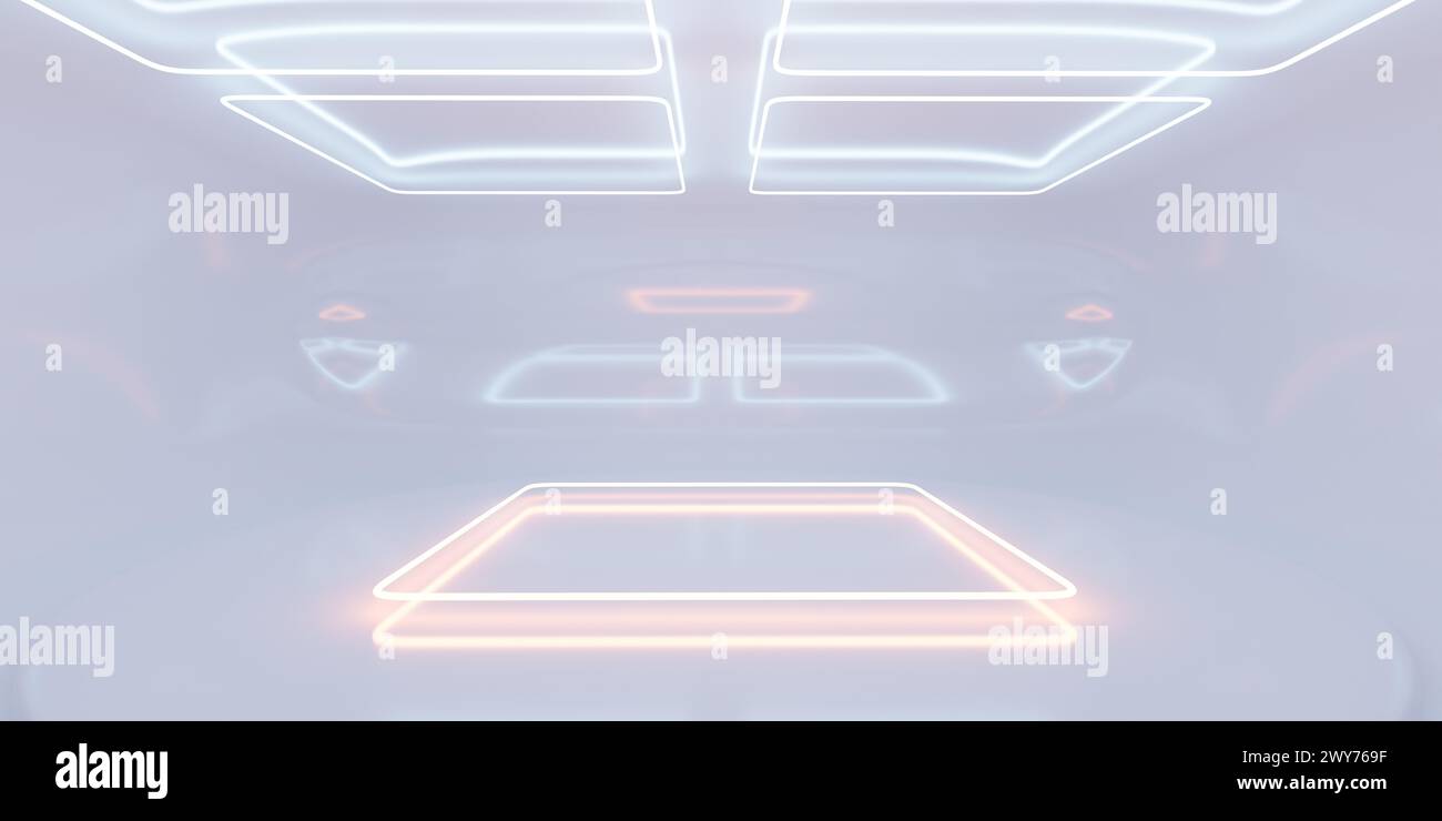 Futuristic interior design concept with neon lighting and abstract ...