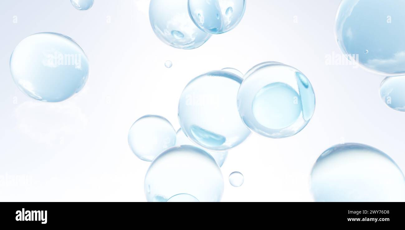 Group of bubbles floating in the air 3d render illustration Stock Photo ...