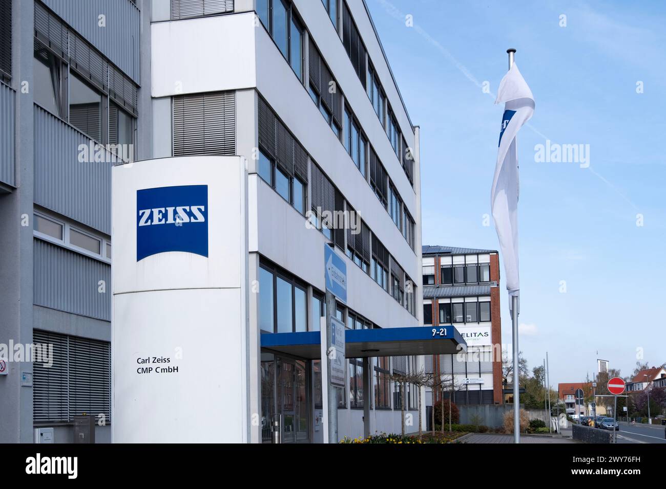 Advertising signboard Carl Zeiss company front representation in ...