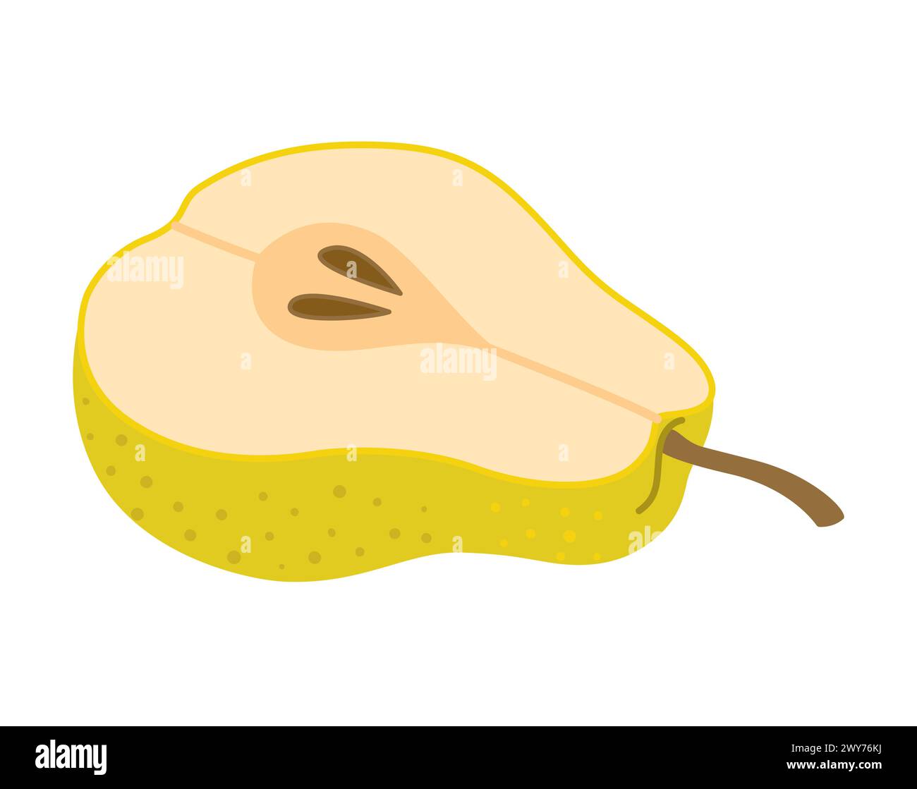Sliced juicy pear cartoon style. Modern flat illustration chopped pear ...