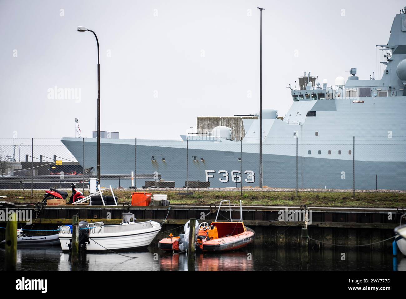 The Frigate Niels Juel is docked in the harbor in Korsoer on Thursday ...