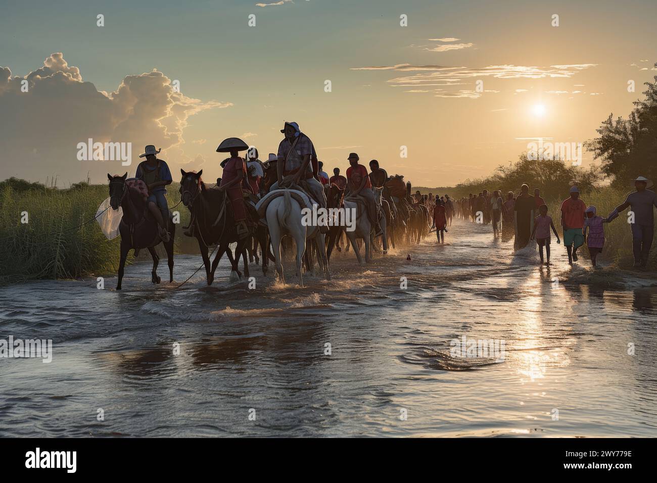 Cowboy crossing river hi-res stock photography and images - Alamy