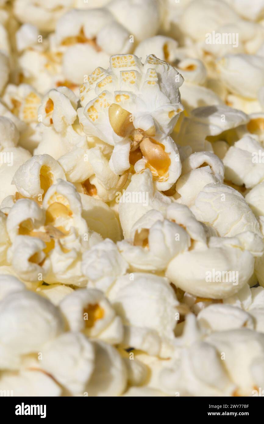 Scattered popcorn texture background, close up shot Stock Photo - Alamy