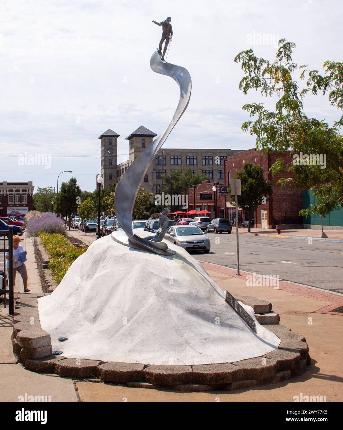 Birthplace of modern snowboarding sculpture in Muskegon, Michigan Stock ...