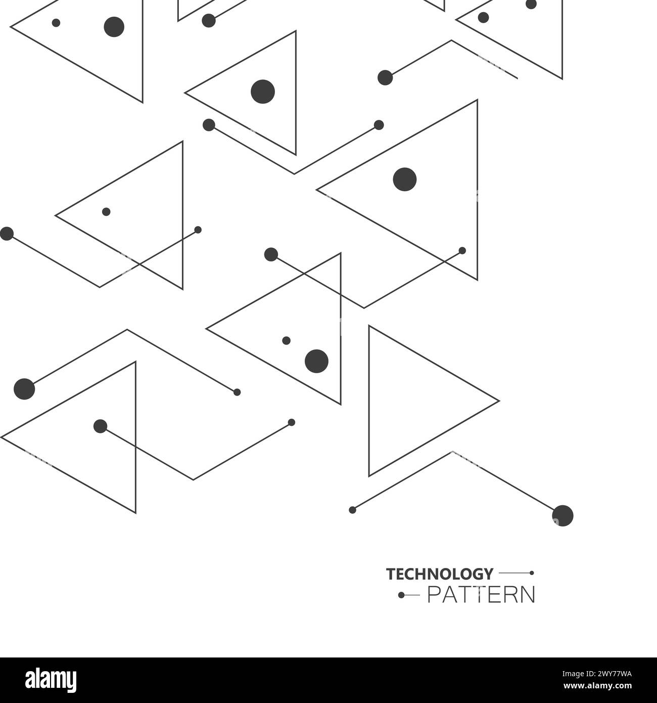 Simple pattern from triangles of lines and black dots, on white ...