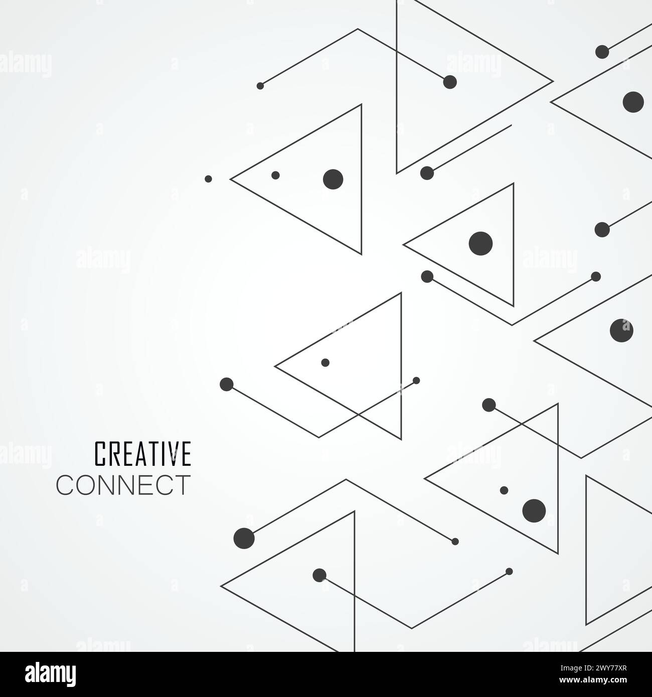 Simple pattern from triangles of lines and black dots, on white ...
