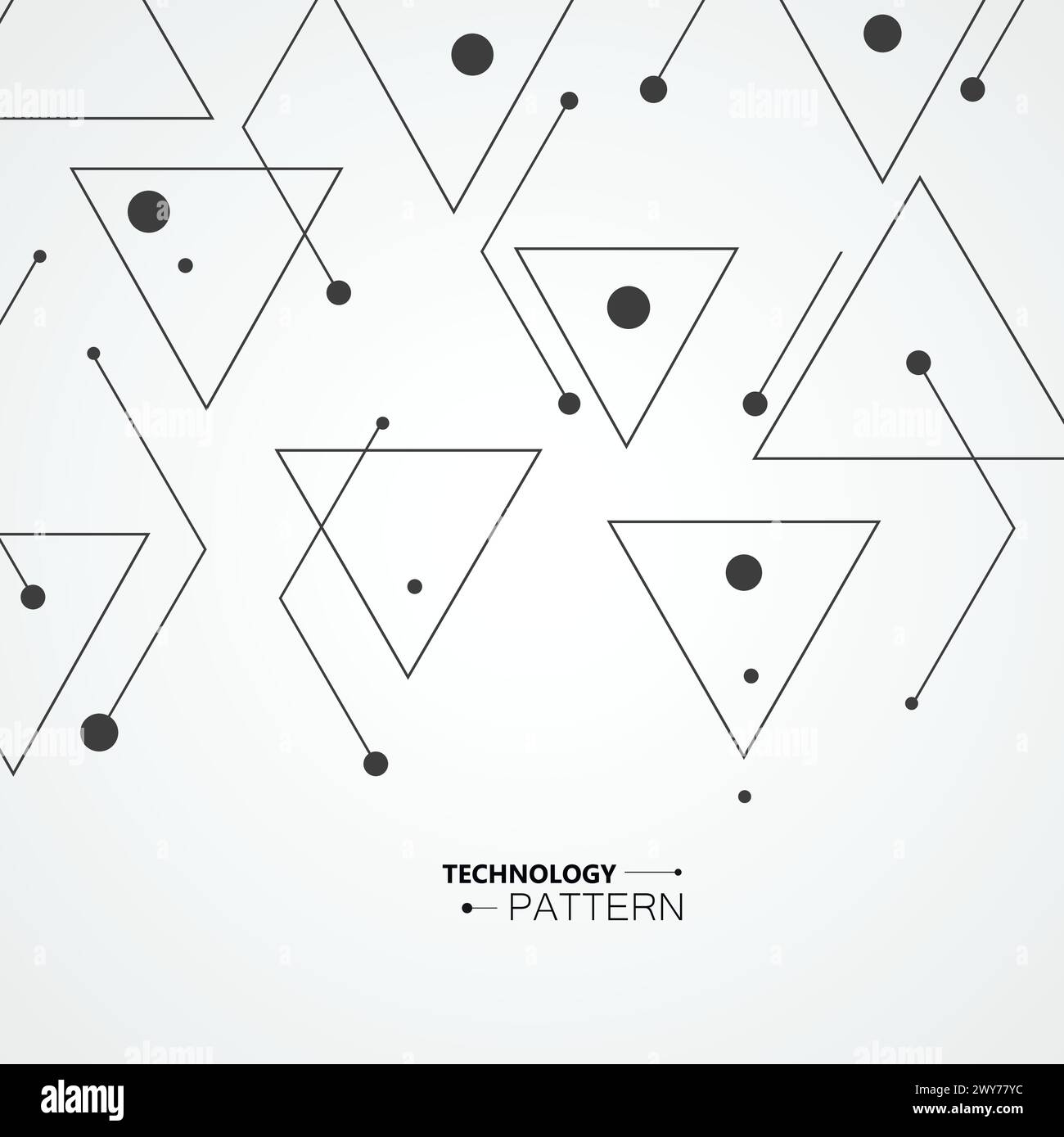 Simple pattern from triangles of lines and black dots, on white ...