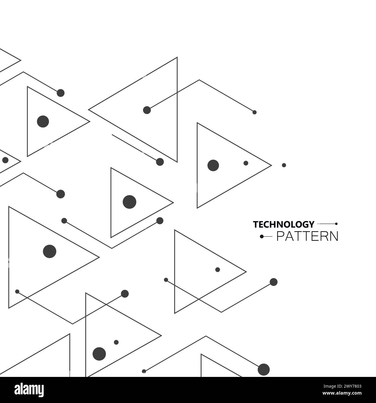 Simple pattern from triangles of lines and black dots, on white background. Designed for use in ...