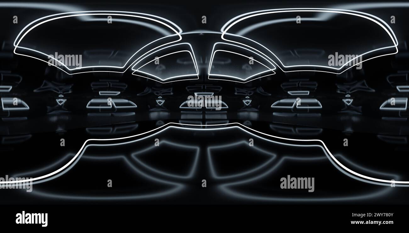 Abstract symmetrical light patterns in dark environment with led light ...