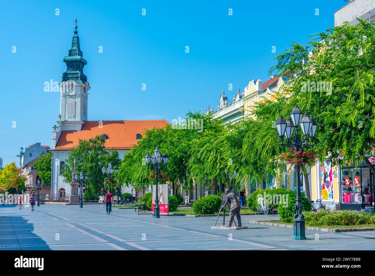 Street in the center of Serbian town Sombor Stock Photo - Alamy