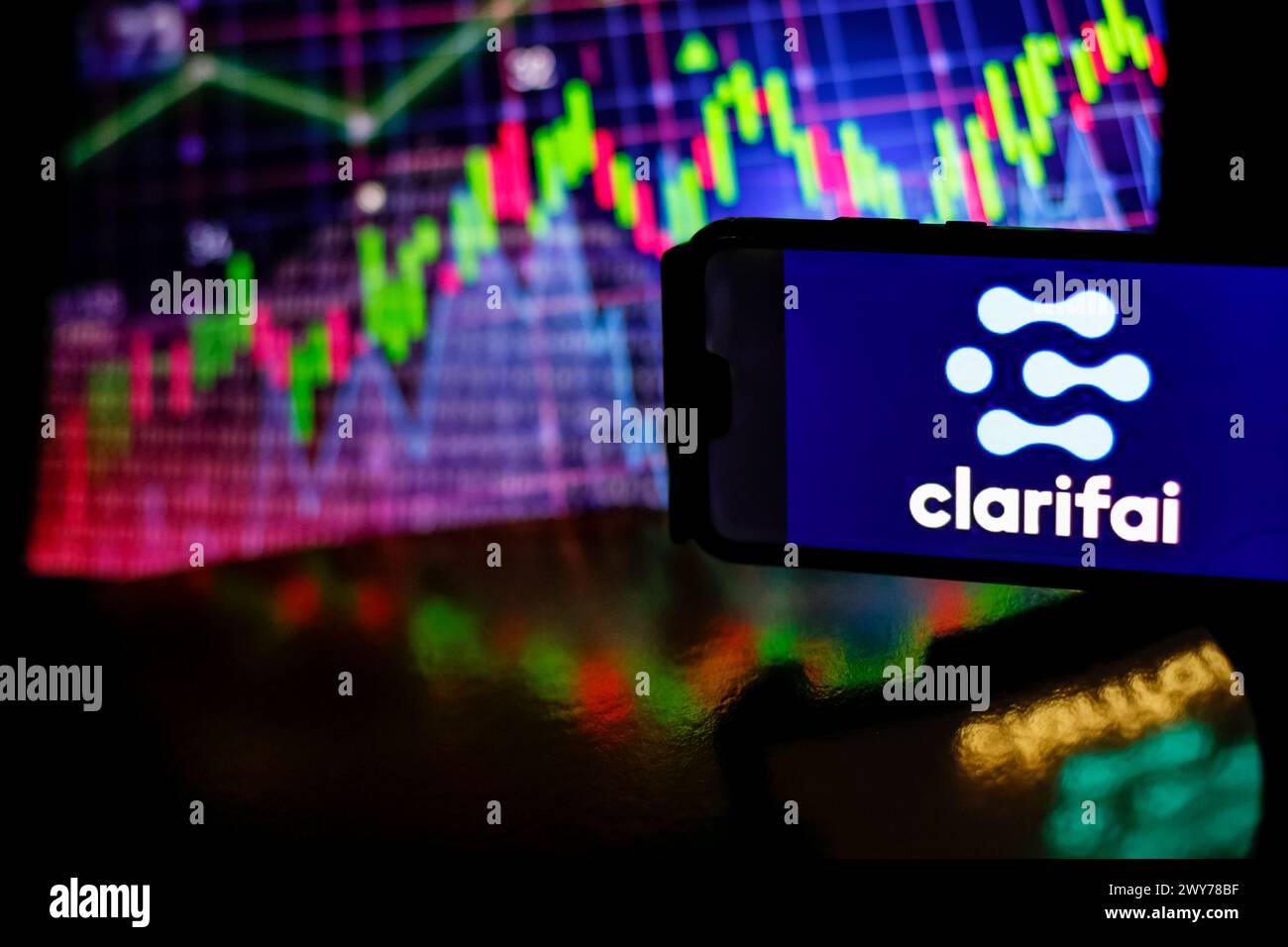In this photo illustration logo of Clarifai is seen on a smartphone ...