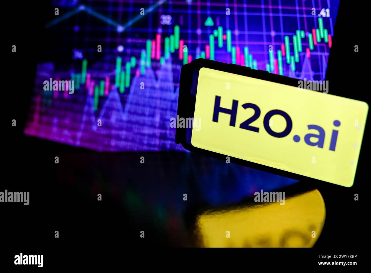 In this photo illustration logo of H2O.ai is seen on a smartphone ...