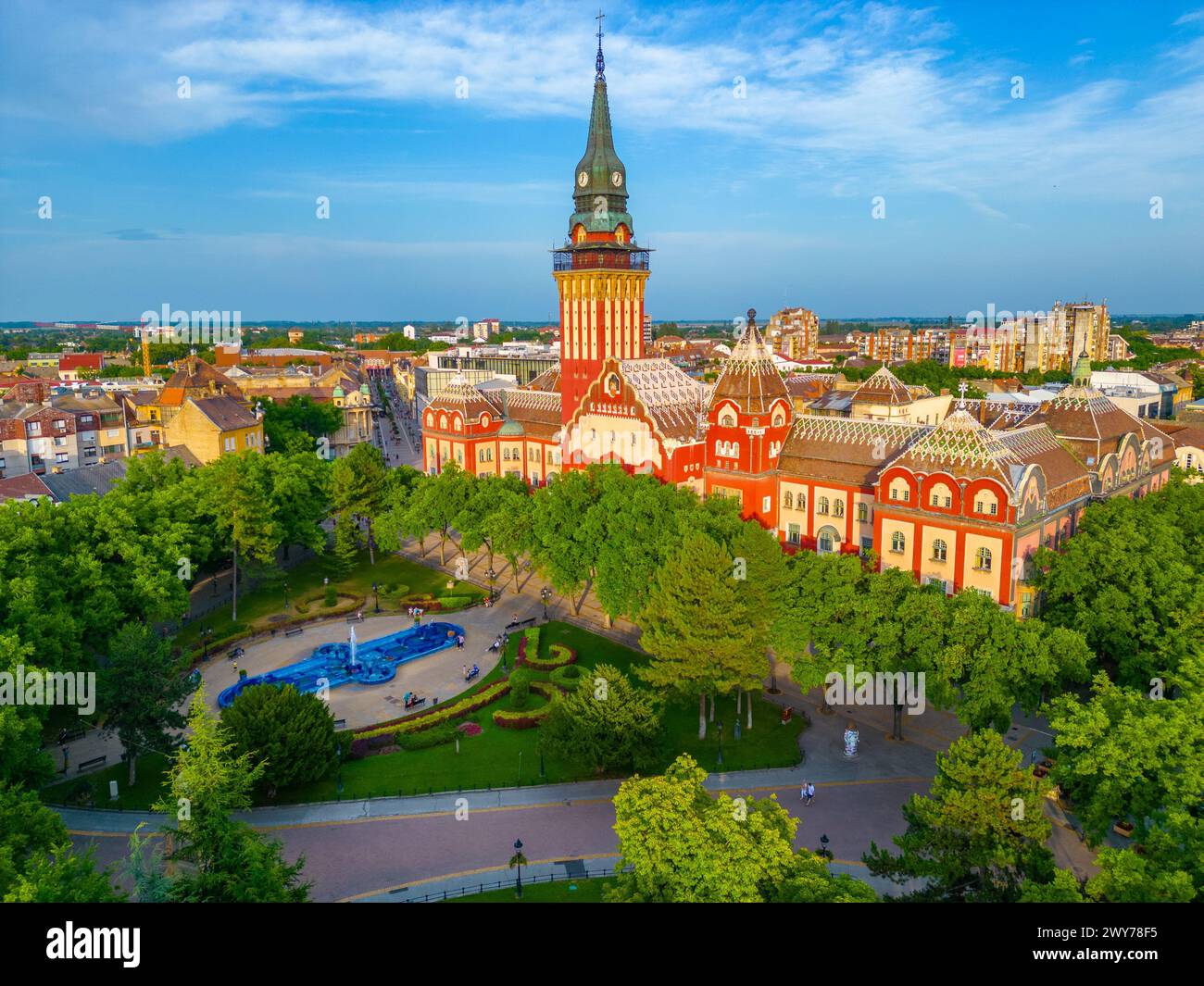 Aerial view of art nouveau town hall in Serbian town Subotica Stock ...