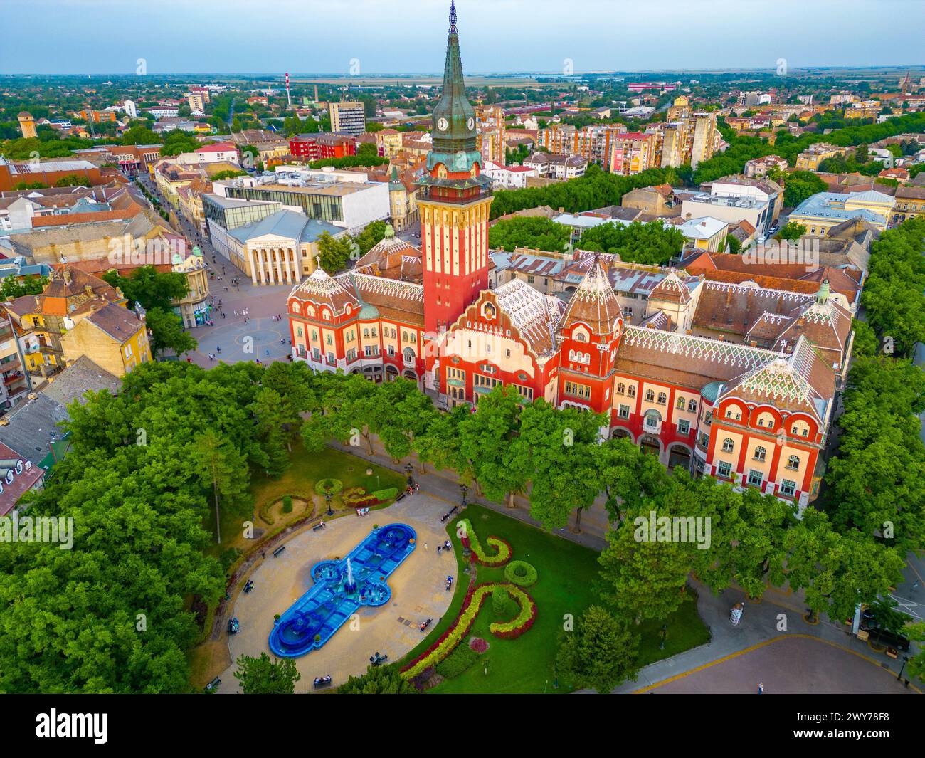 Aerial view of art nouveau town hall in Serbian town Subotica Stock ...