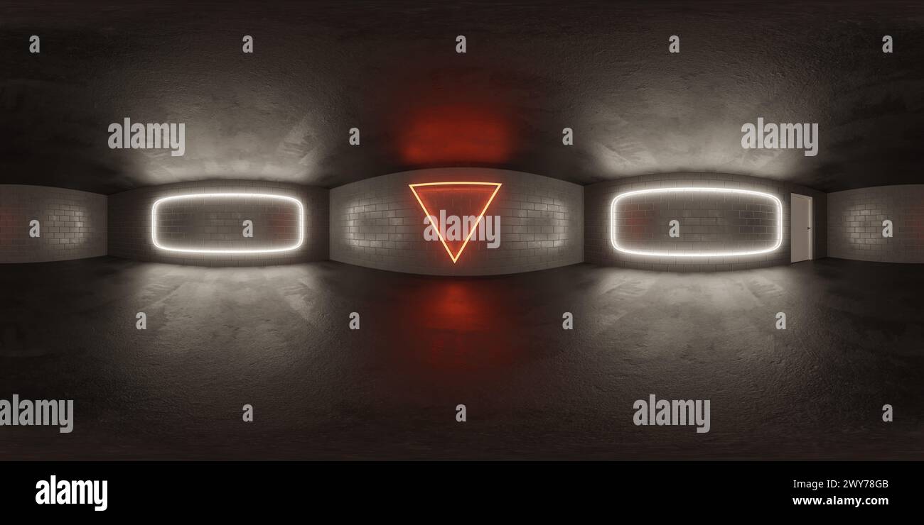 Illuminated wall in modern interior design 360 panorama vr environment ...