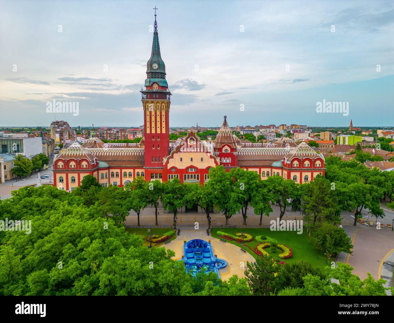 Aerial view of art nouveau town hall in Serbian town Subotica Stock ...