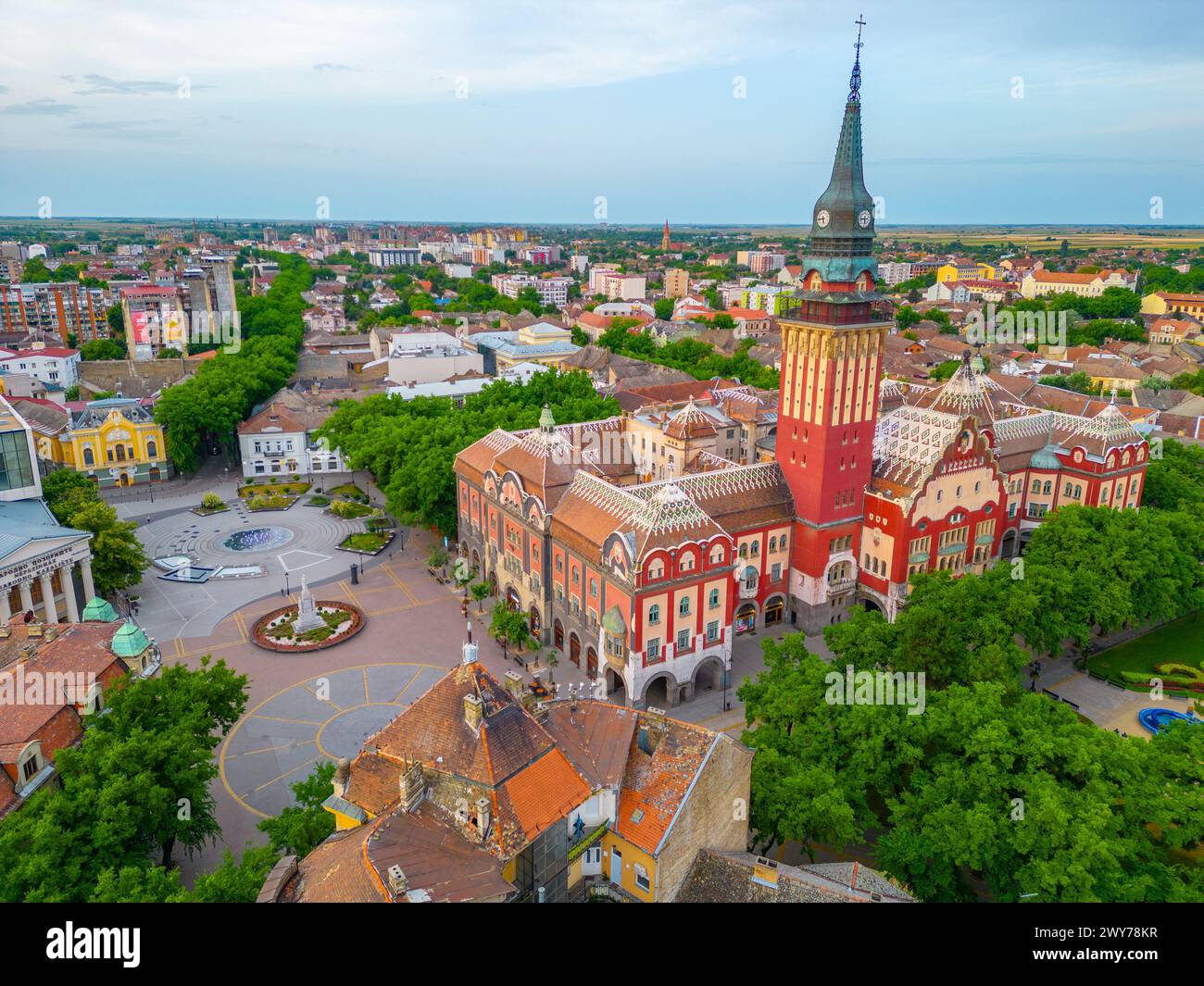 Aerial view of art nouveau town hall in Serbian town Subotica Stock ...