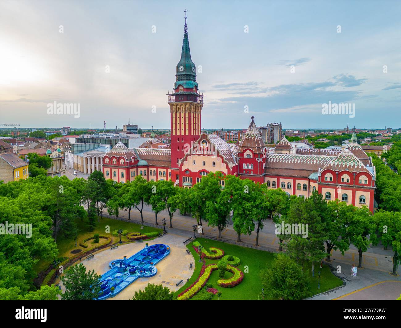 Aerial view of art nouveau town hall in Serbian town Subotica Stock ...