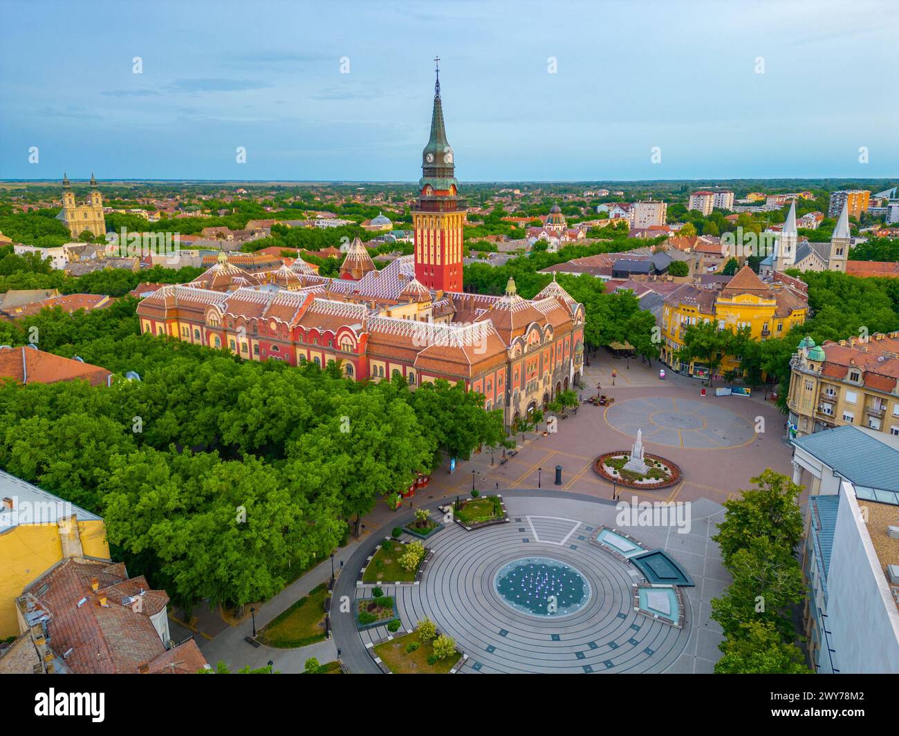 Aerial view of art nouveau town hall in Serbian town Subotica Stock ...