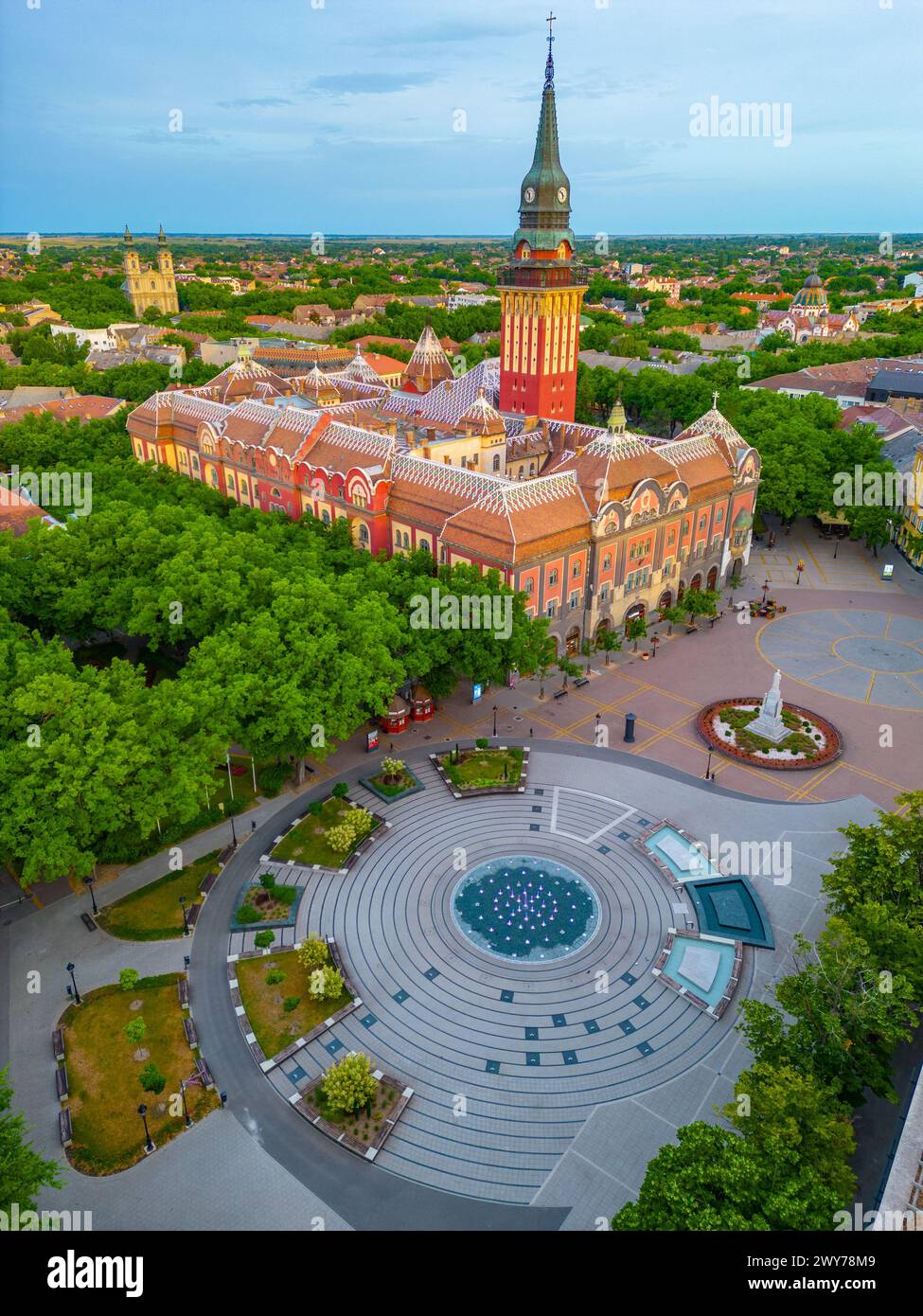 Aerial view of art nouveau town hall in Serbian town Subotica Stock ...
