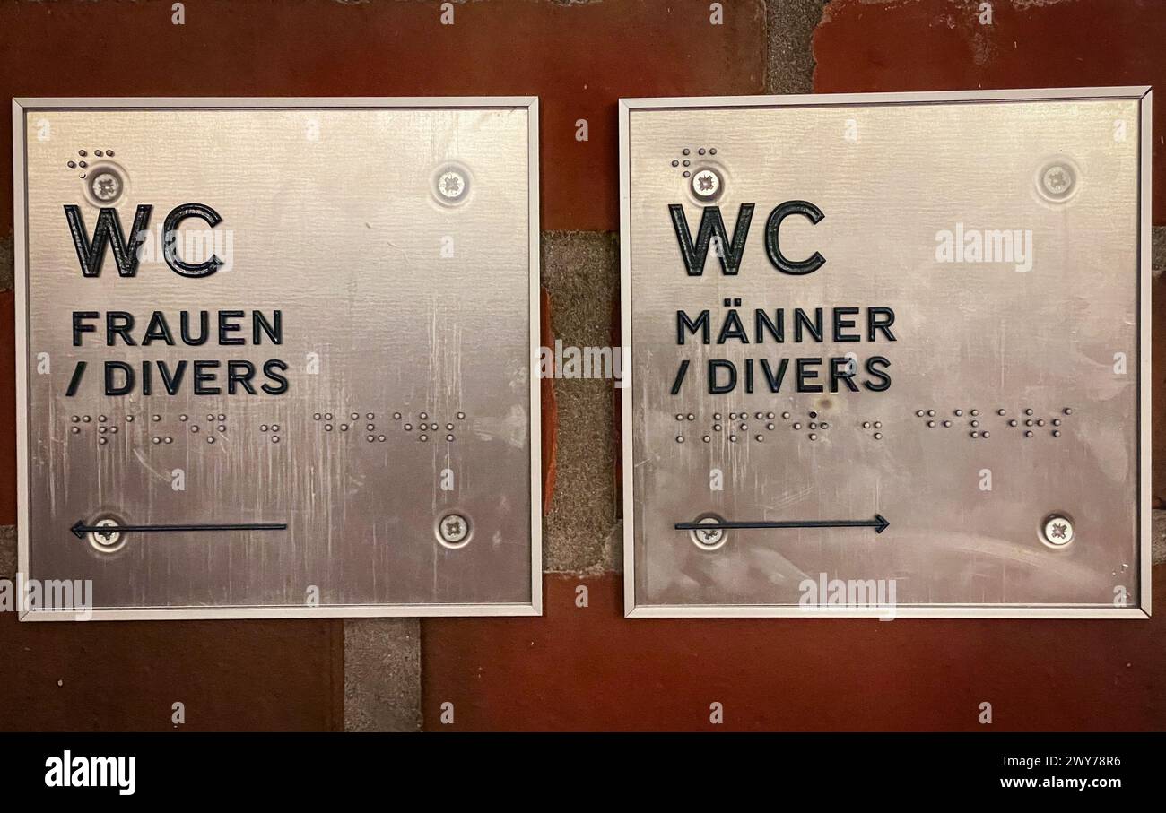 Hamburg, Germany. 04th Apr, 2024. At the entrance to one toilet there ...