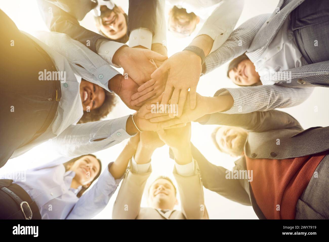 Business Team Unity In Circle Stock Photo - Alamy
