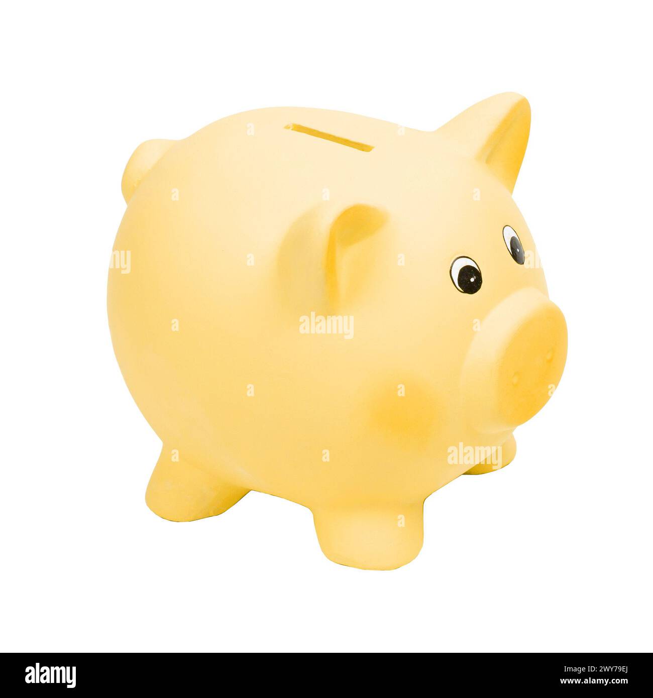 Yellow ceramic piggy bank, isolated on white background Stock Photo - Alamy