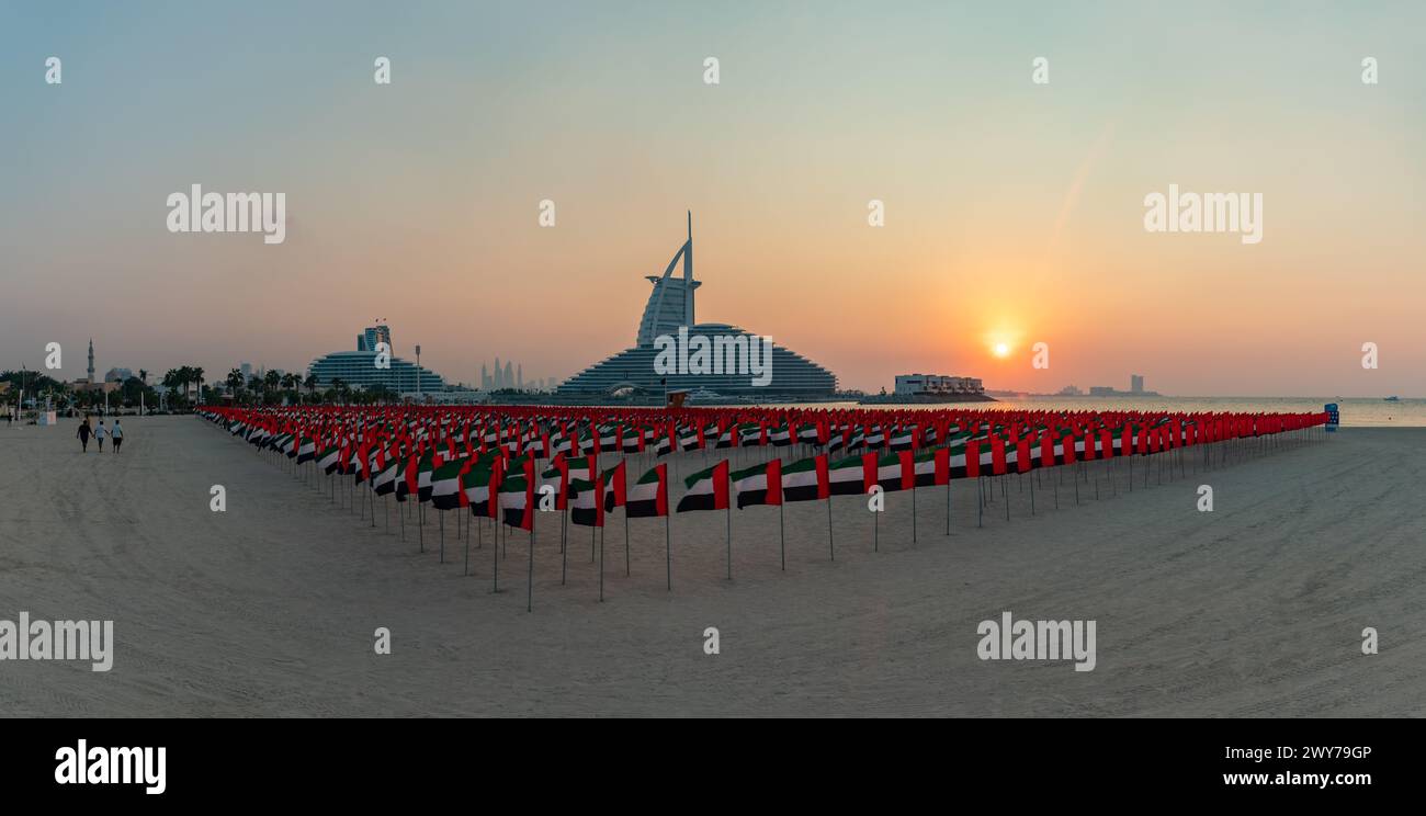A picture of many United Arab Emirates flags at the Jumeirah Public ...