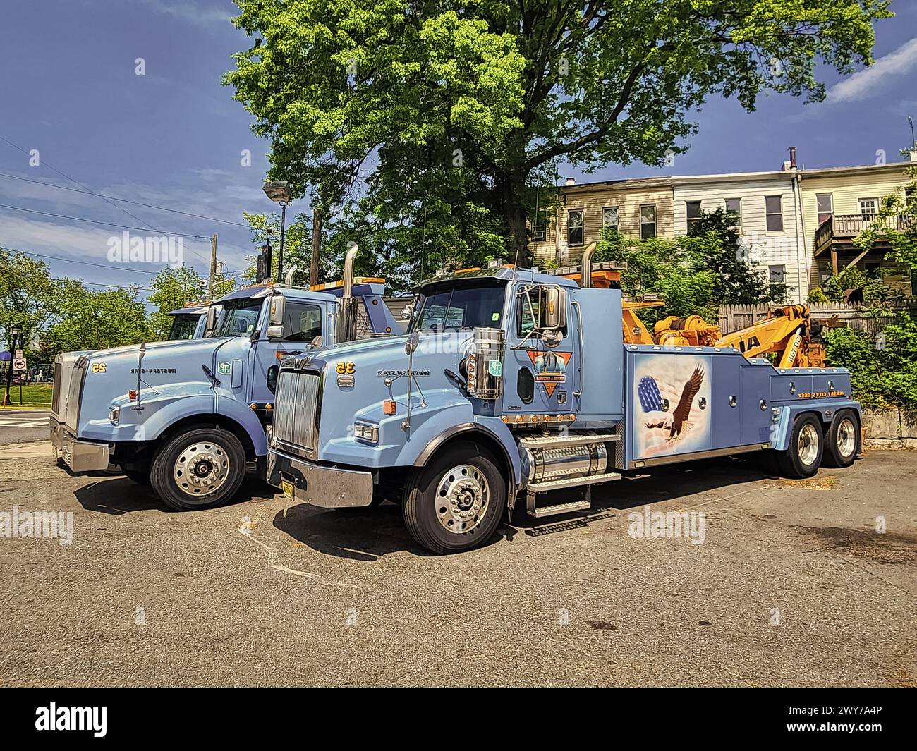 New York City, USA - May 09, 2023: kenworth western star picker truck ...