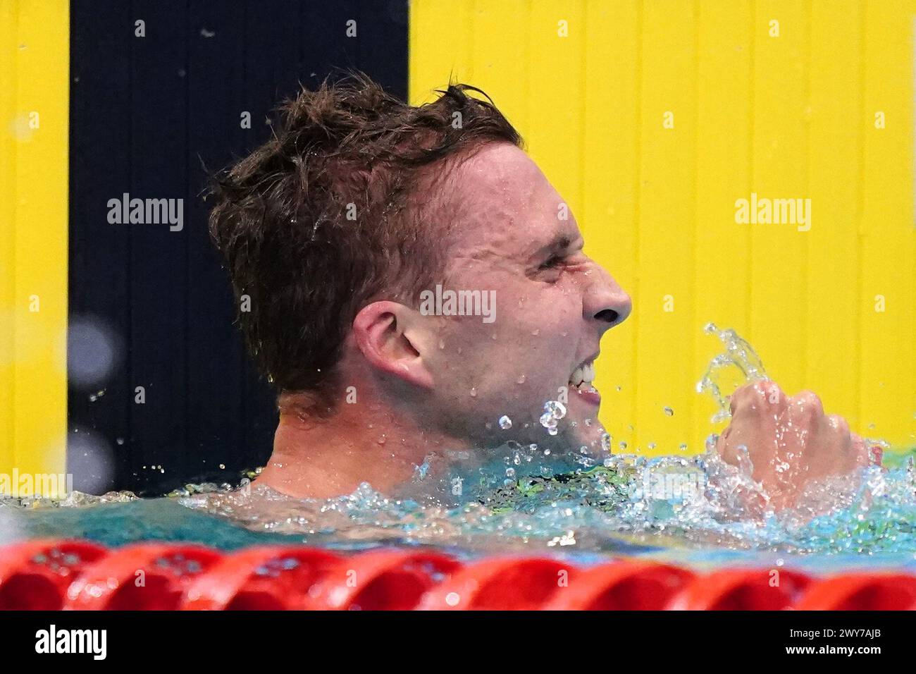 Daniel Jervis celebrates after winning the Men's 1500m Freestyle on day ...