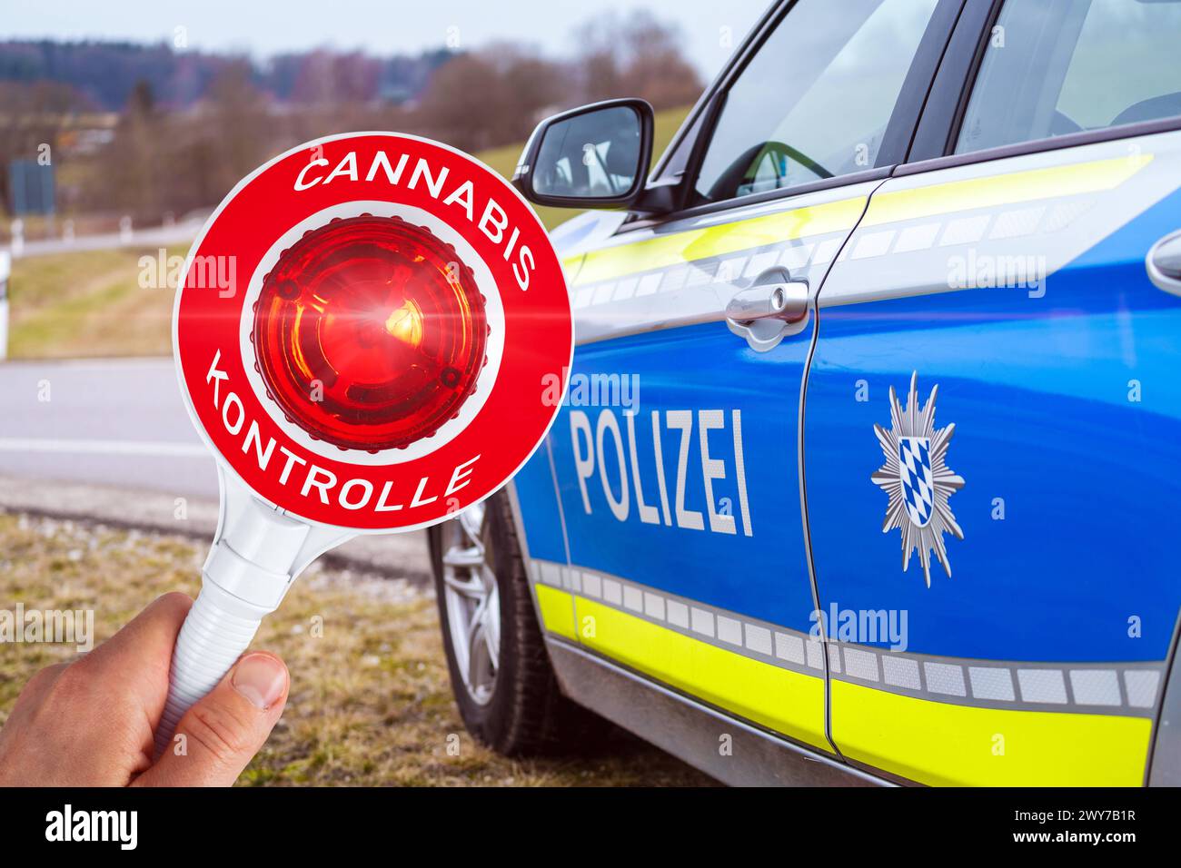 4 April 2024: Police trowel in front of a police vehicle during a ...