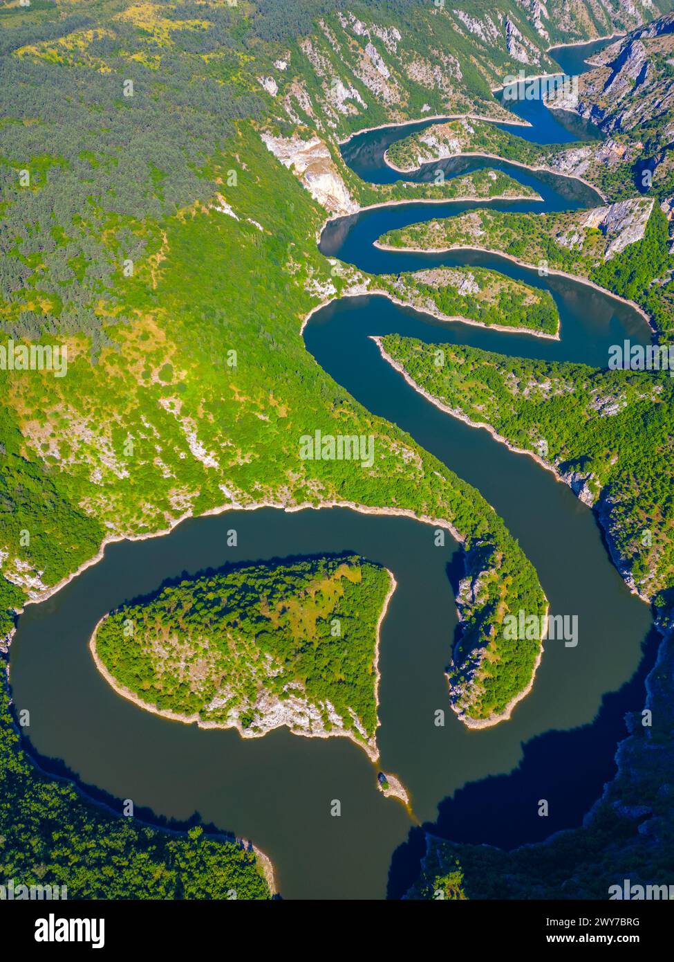 Meanders of river Uvac in Serbia during a sunny day Stock Photo - Alamy