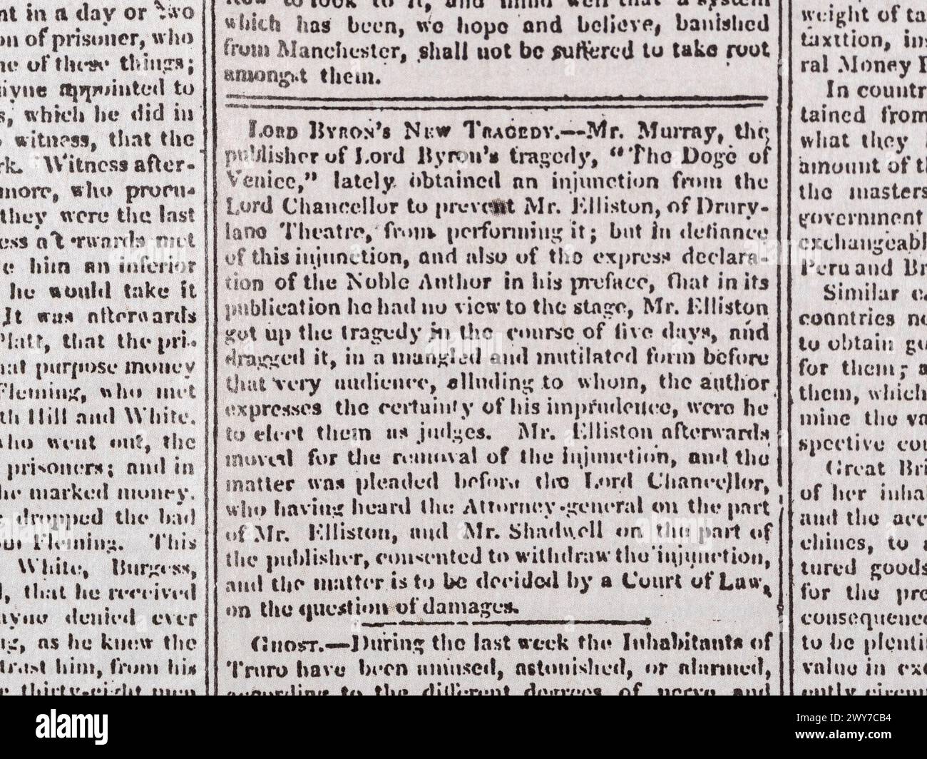 Article onan unauthorised performance of "Lord Byron's New Tragedy ...