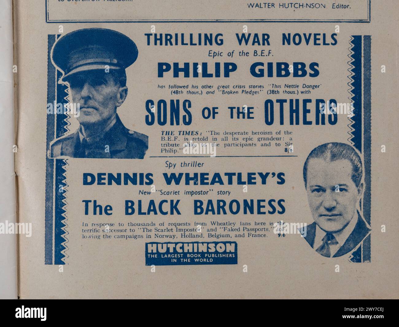 Advert for war novels in Hutchinson's Pictorial History of the War (No ...