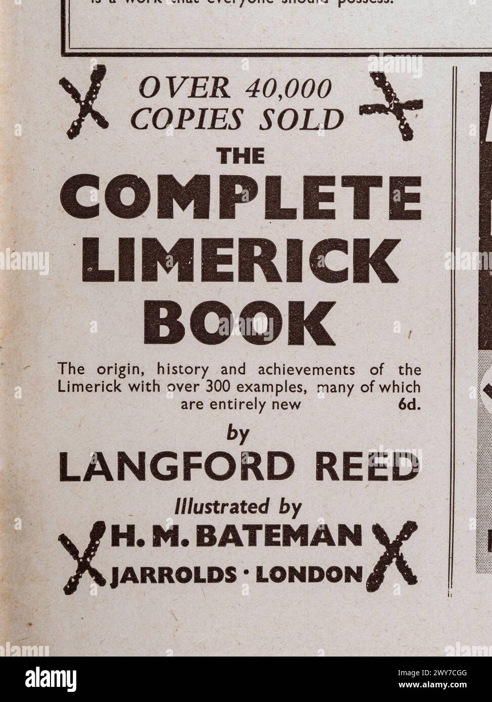 Advert for "The Complete Limerick Book" by Langford Reed in the ...
