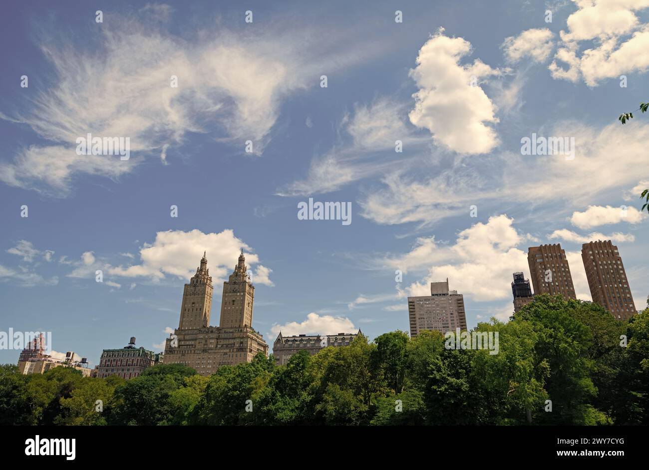 Manhattan buildings from Central Park USA. view of the Manhattan ...
