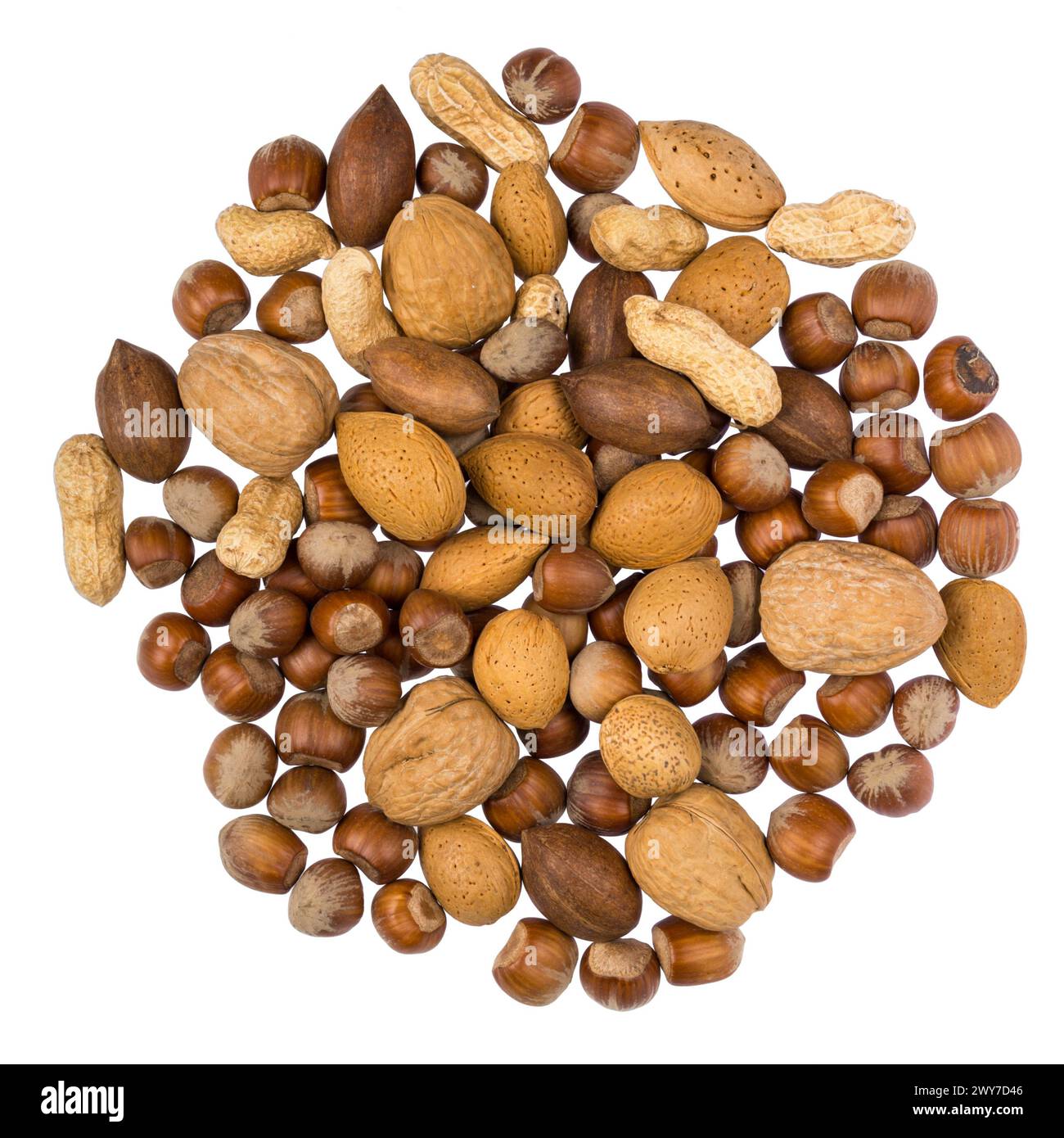Assorted mix of nuts in shells arranged in a circle Stock Photo - Alamy