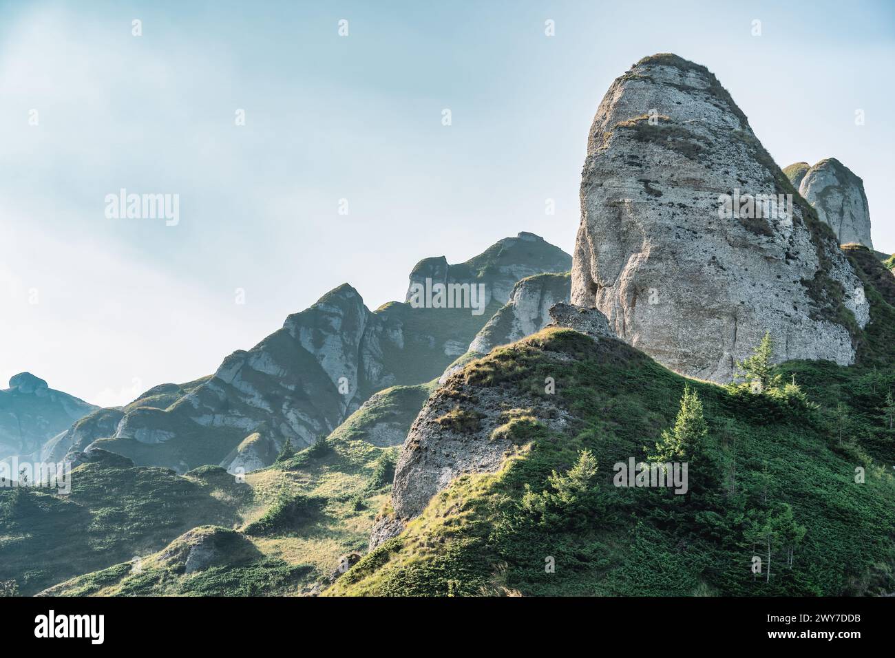Massive rock formation in Ciucas Mountains. Scenic landscapes in ...