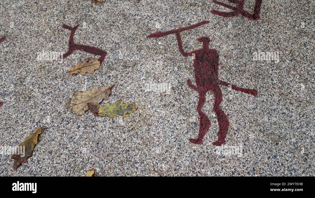 Tanum, Sweden, October 28, 2020. Prehistoric rock carvings dating from ...