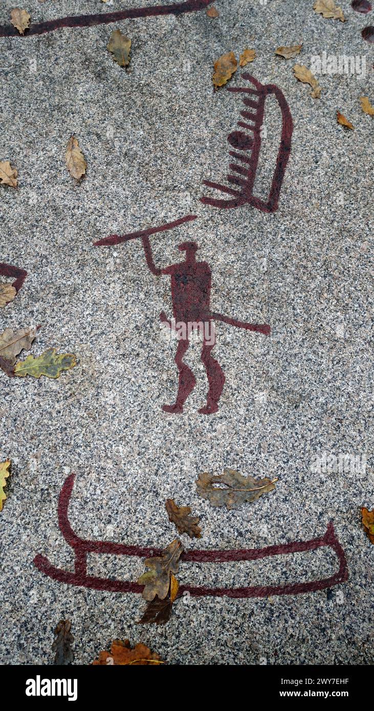 Tanum, Sweden, October 28, 2020. Prehistoric rock carvings dating from ...