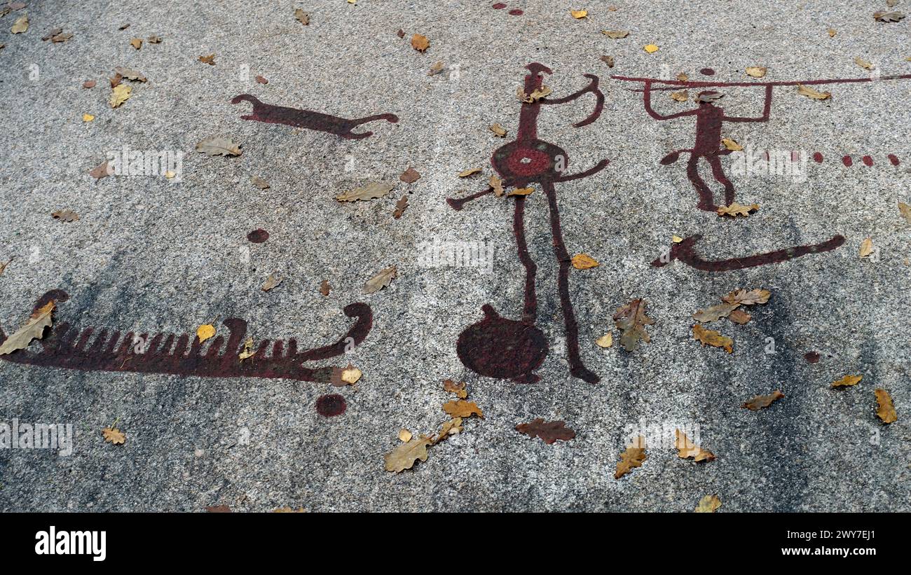 Tanum, Sweden, October 28, 2020. Prehistoric rock carvings dating from ...