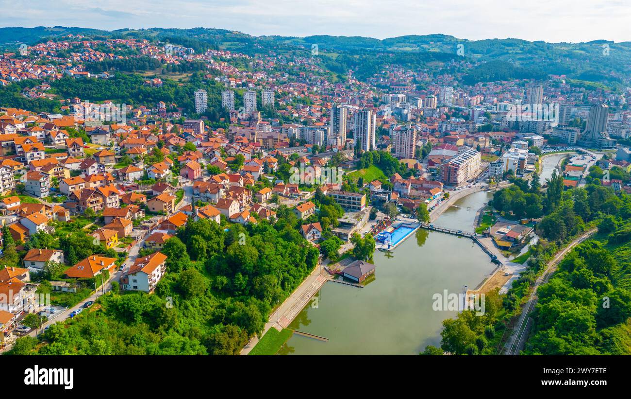 Panorama view of Serbian town Uzice Stock Photo - Alamy