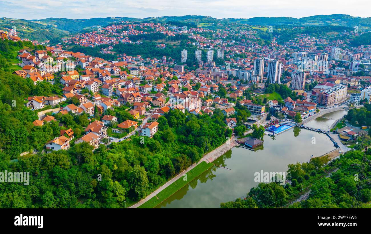 Panorama view of Serbian town Uzice Stock Photo - Alamy