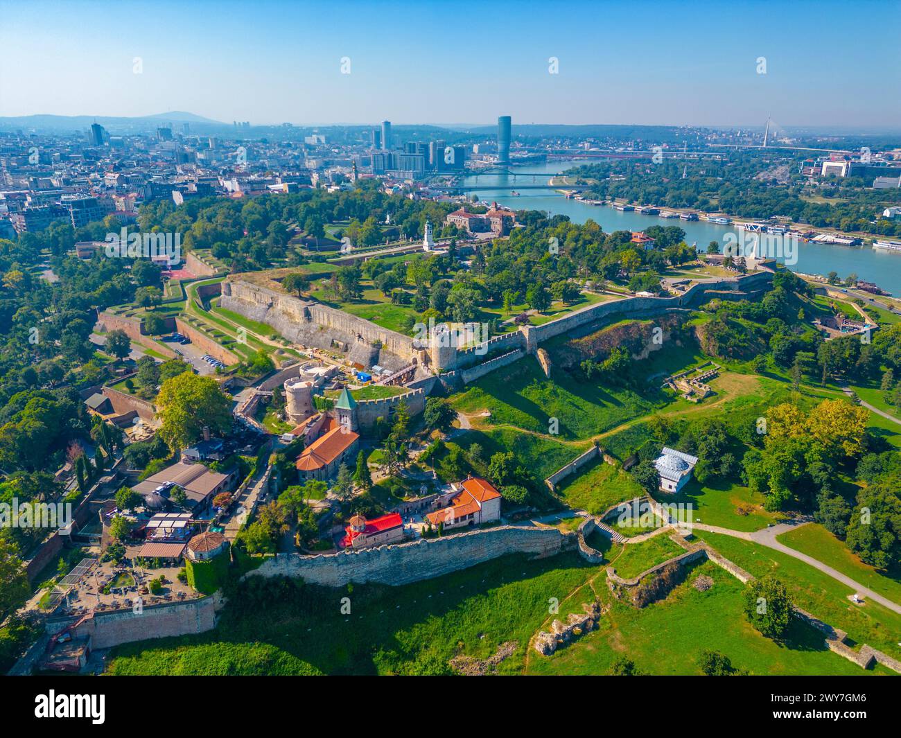 Panorama view of Kalemegdan fortress in Serbian capital Belgrade Stock ...